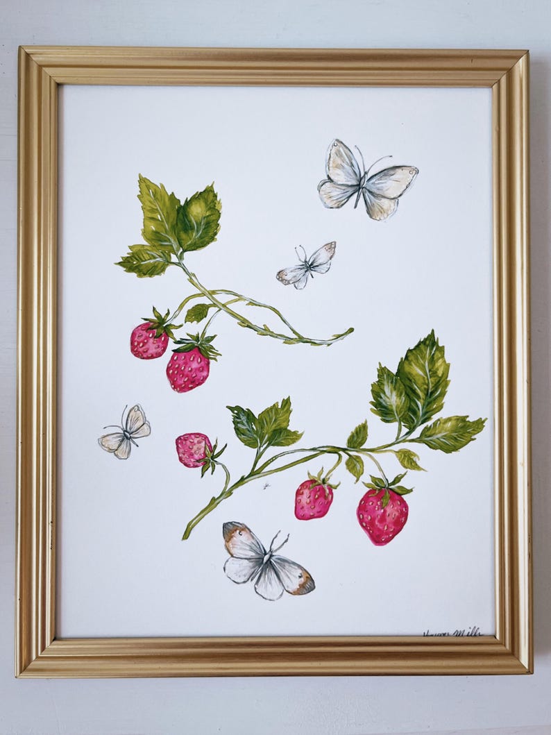 Strawberries & Butterflies - Etsy