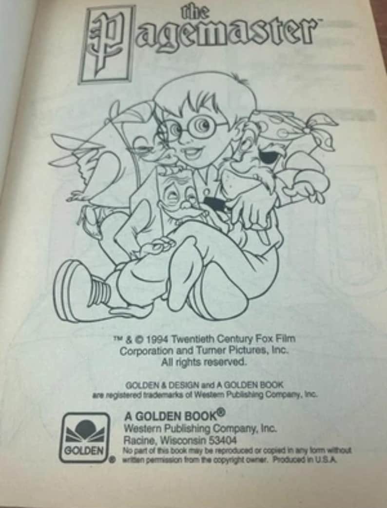 Vintage 90s the Pagemaster A Big Coloring Book Golden Lot of 2 - Etsy