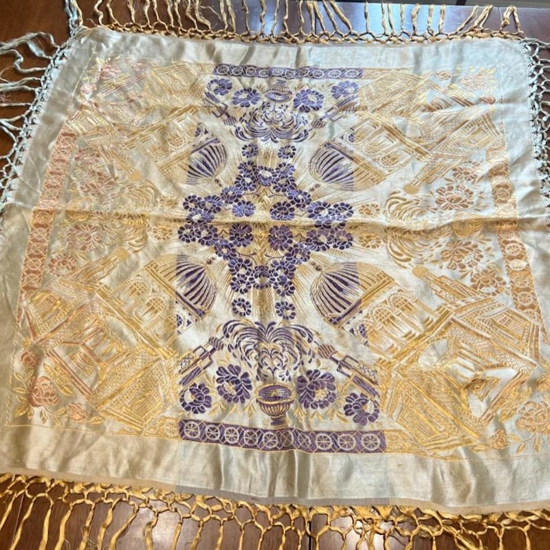 Satin Shawl With Fringe - Etsy