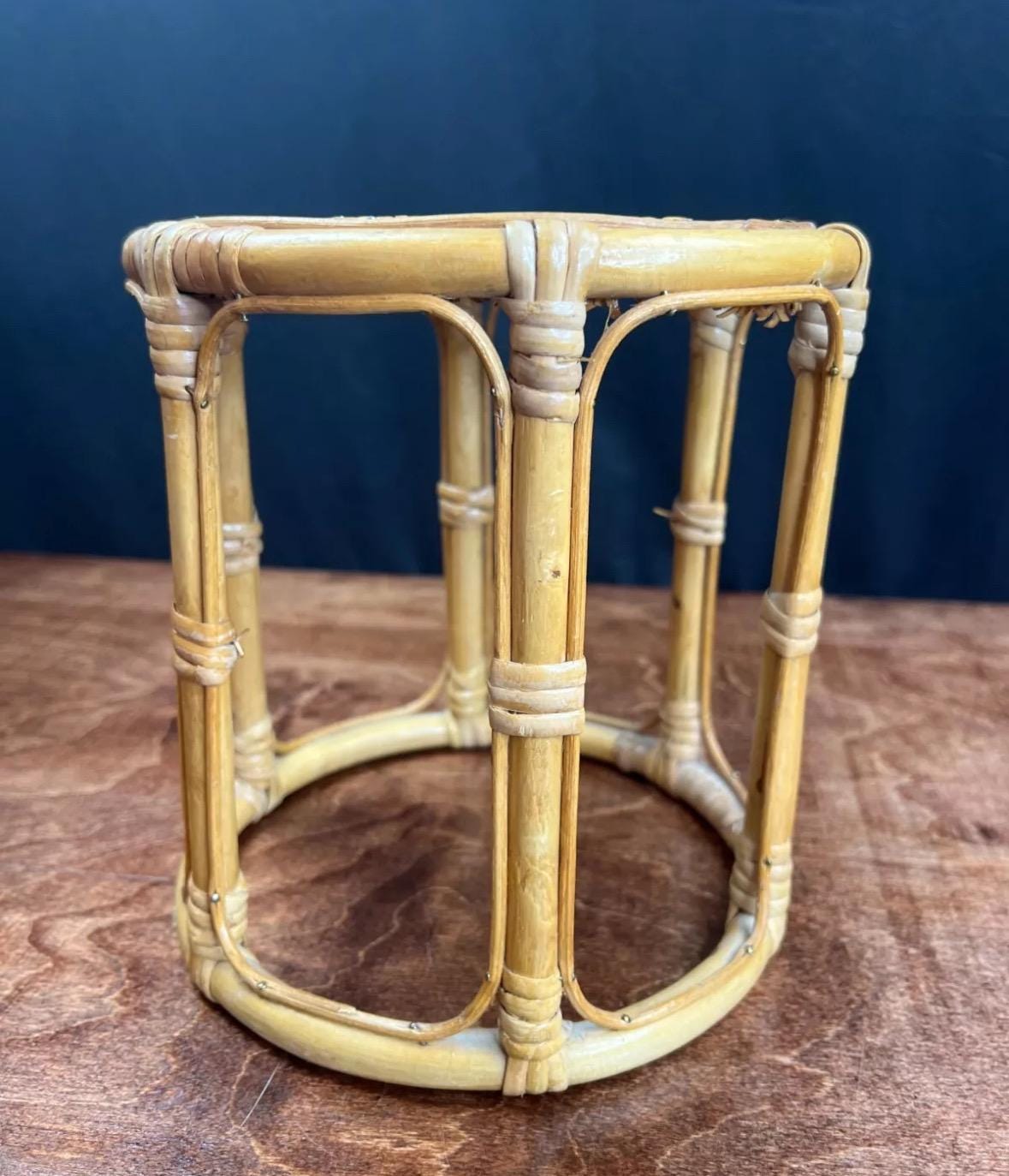 Vintage Bamboo Cane Webbing Wicker Drum Table Plant Pot Stand 1960s - Etsy
