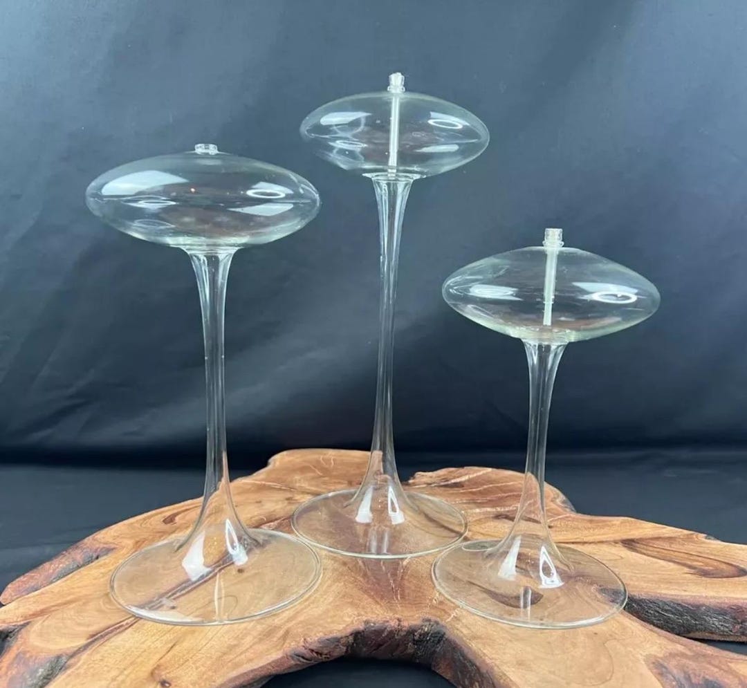 Vintage Atomic Space Needle Fire Light Glass Omni Stem Oil Candles Lot ...