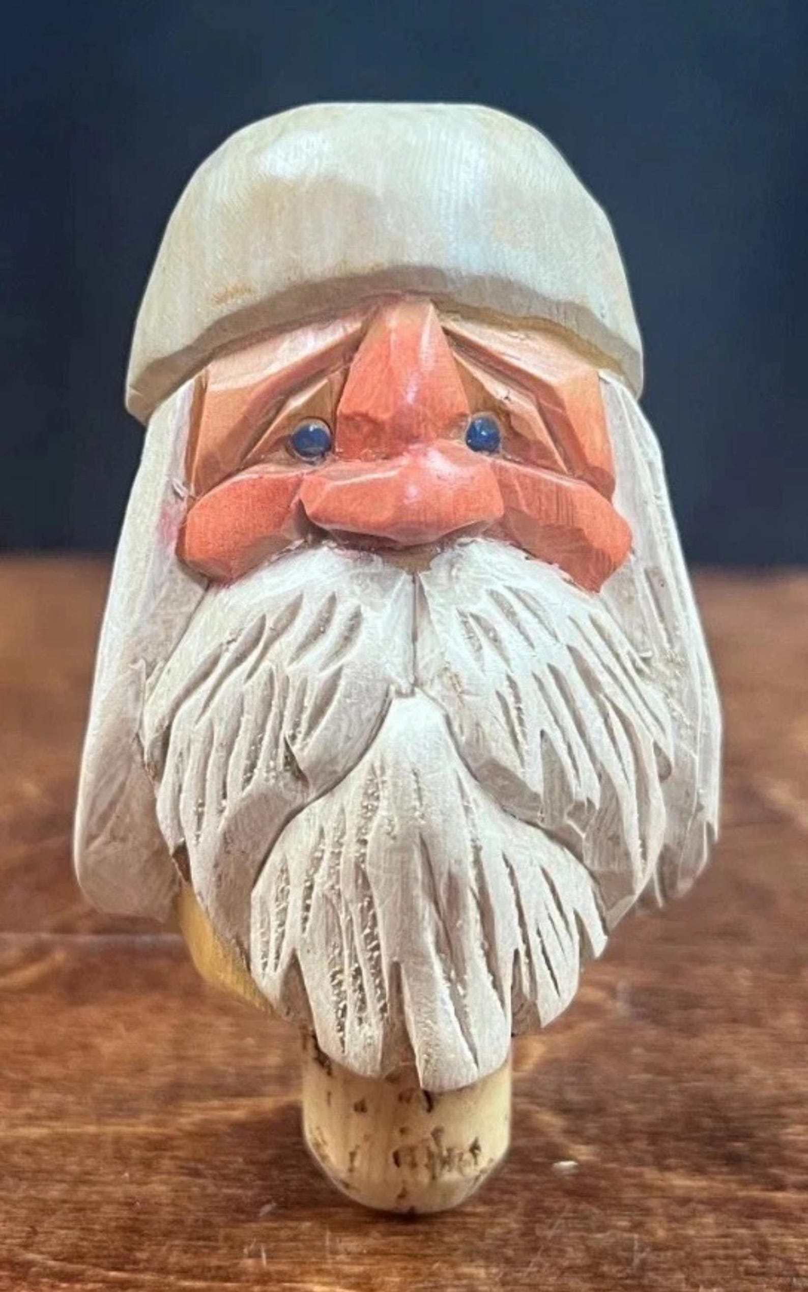 Vintage Hand Carved Old Man Cork Wine Bottle Stopper Seattle Seahawks ...