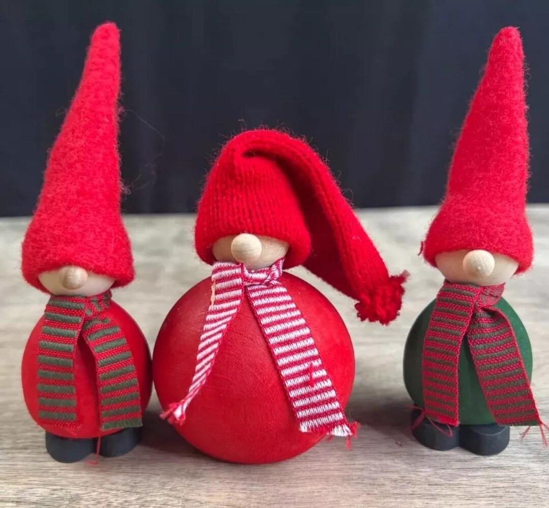 Swedish Christmas Tomte Gnome Wood Doll Lot of 3 - Etsy