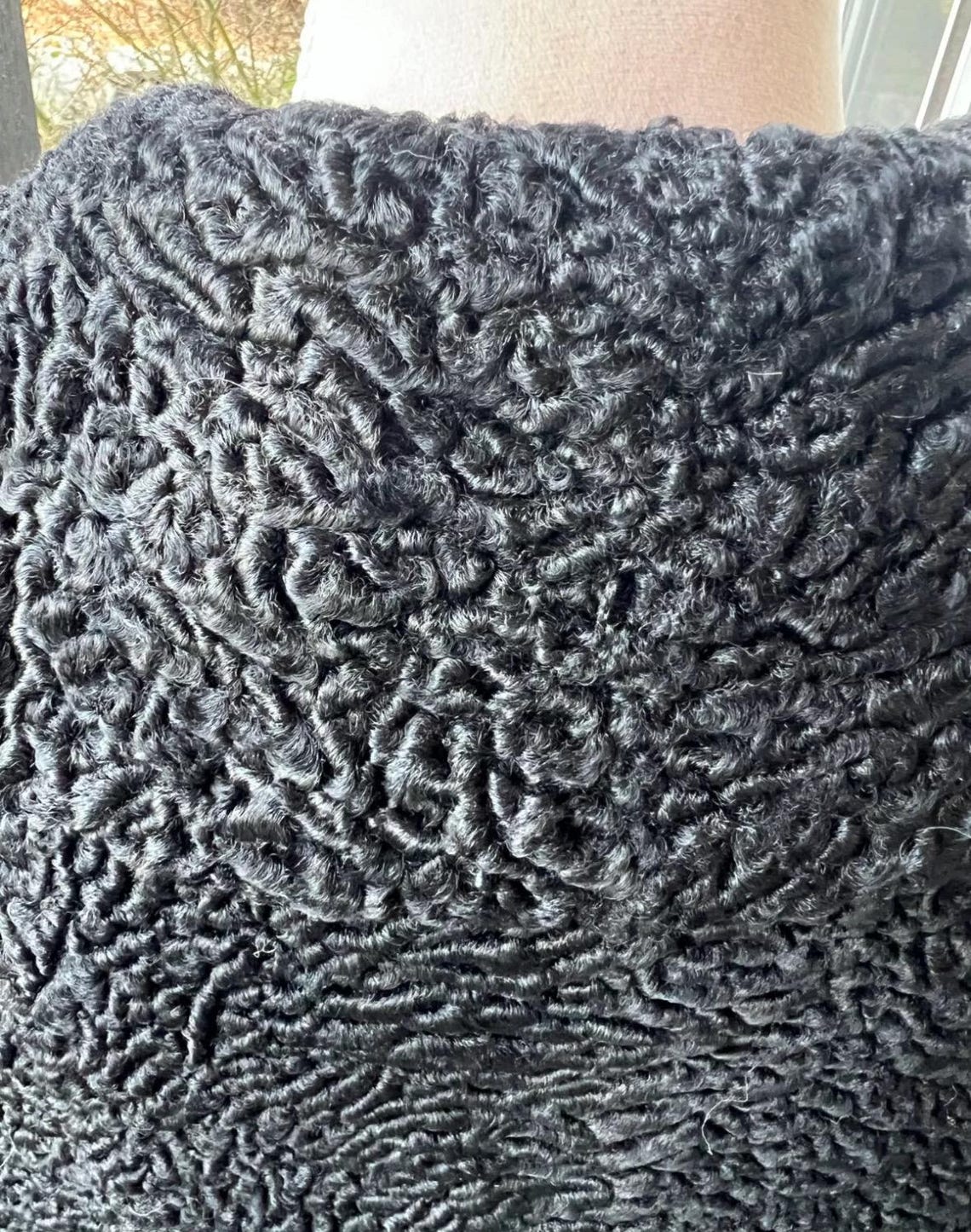 Vintage Jet Black Curly Hair Lamb Plymouth Furs Collared Fur Jacket M ...