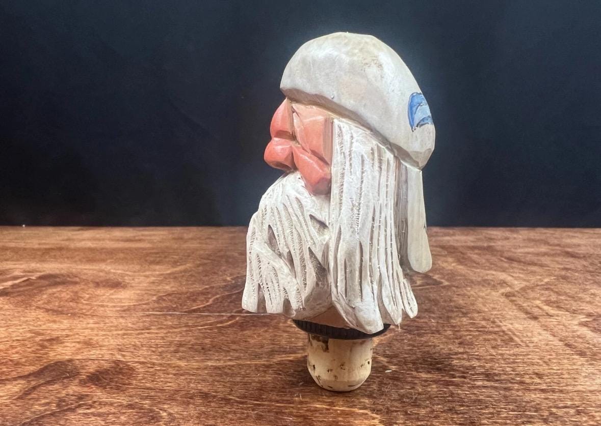 Vintage Hand Carved Old Man Cork Wine Bottle Stopper Seattle Seahawks ...