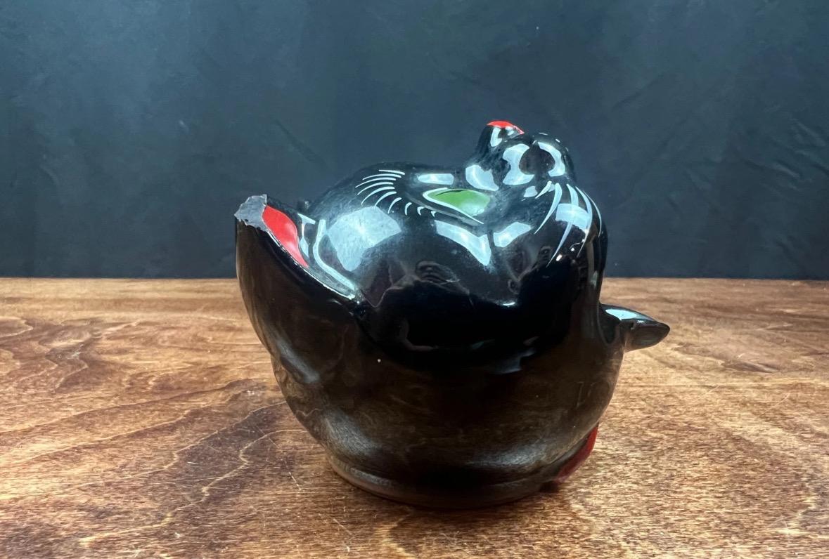 Vintage MCM 1950's Shafford Redware Pottery Black Cat Head Ashtray - Etsy