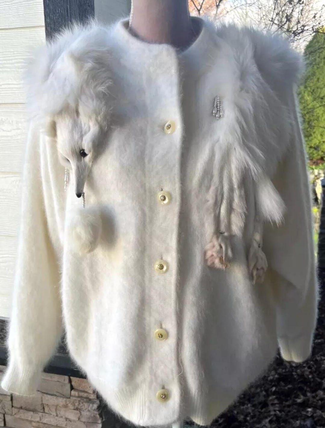Vintage 80's My Lady Angora Fox Fur White Cardigan - Etsy
