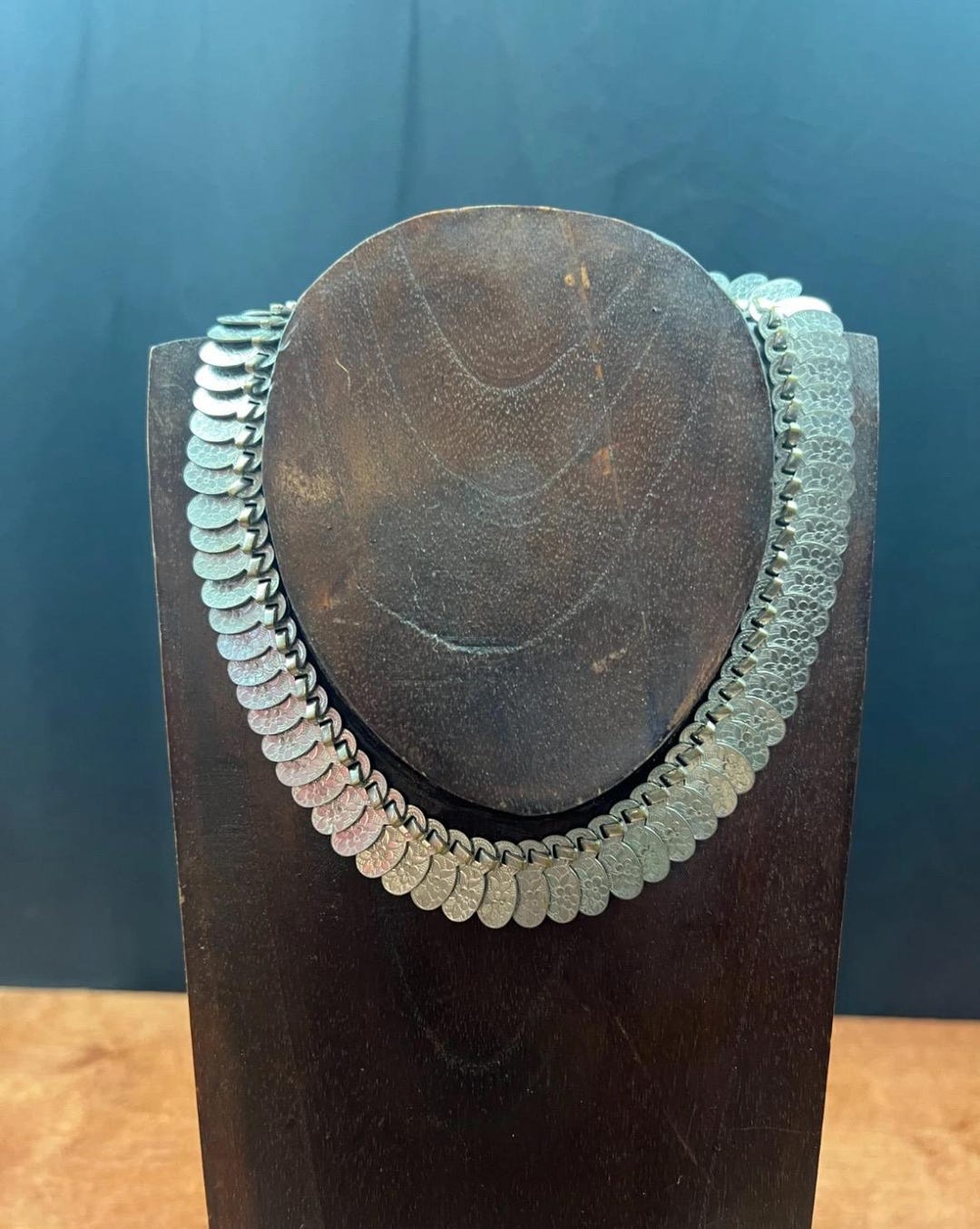 Antique Articulated Necklace Victorian Era Floral Stamped Tab Collar ...