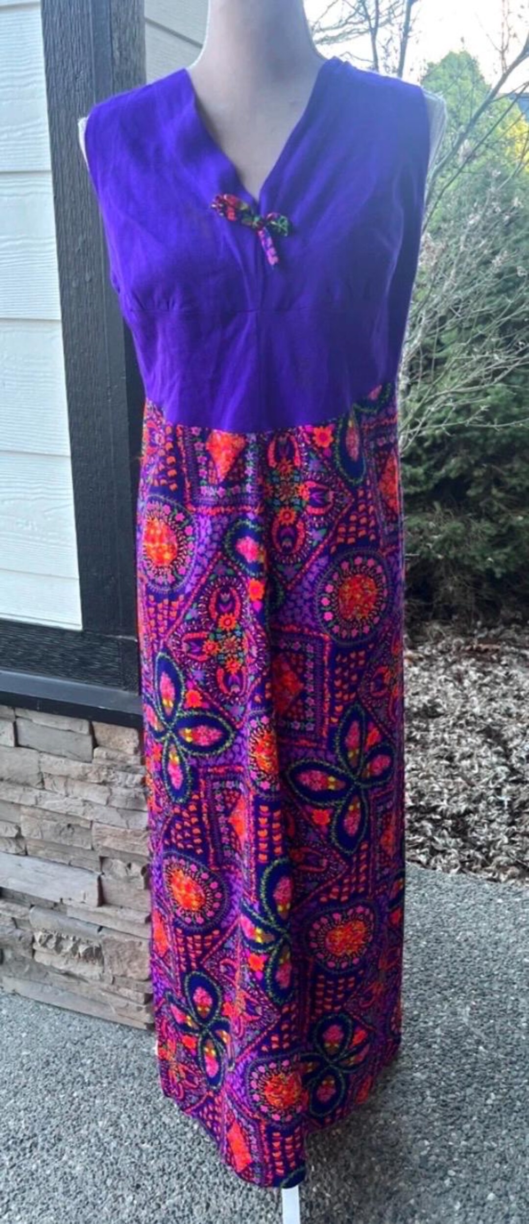 Vintage 1970s Psychedelic Day Glo Purple Hand Made Dress - Etsy