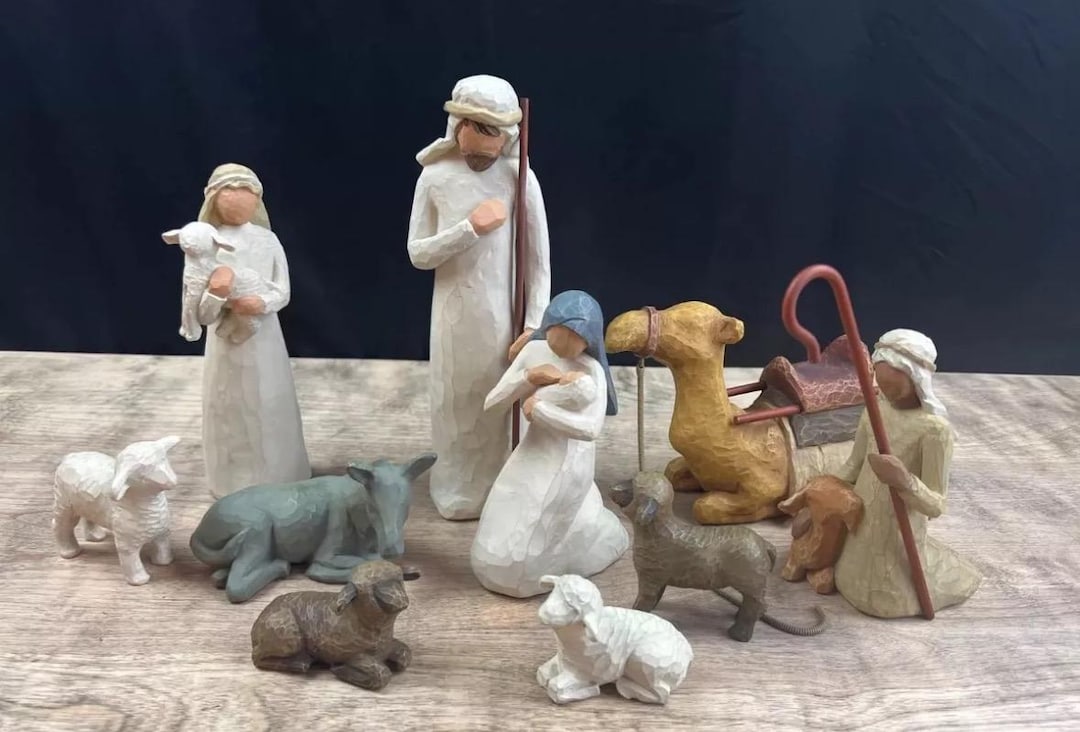 Willow Tree 10 Piece Christmas Nativity & Shepherd and Stable Animals ...
