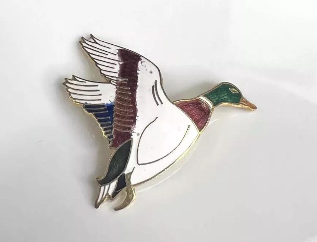 Vintage Cloisonné Enamel Mallard Duck Brooch Pin - Etsy