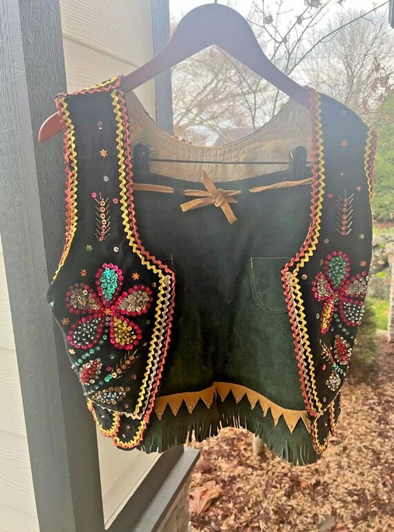 Vintage Sequin Polish Folk Dance Vest & John Craighea… - Gem