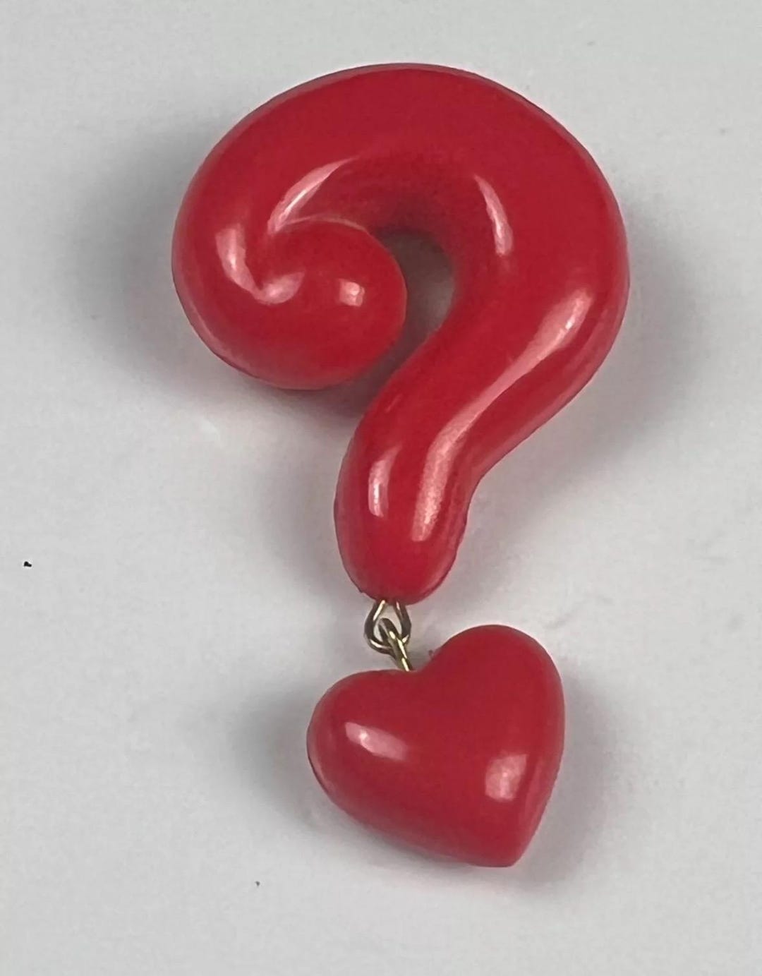 Vintage 80s Hallmark Question Mark Red Plastic Heart Novelty Brooch Pin ...