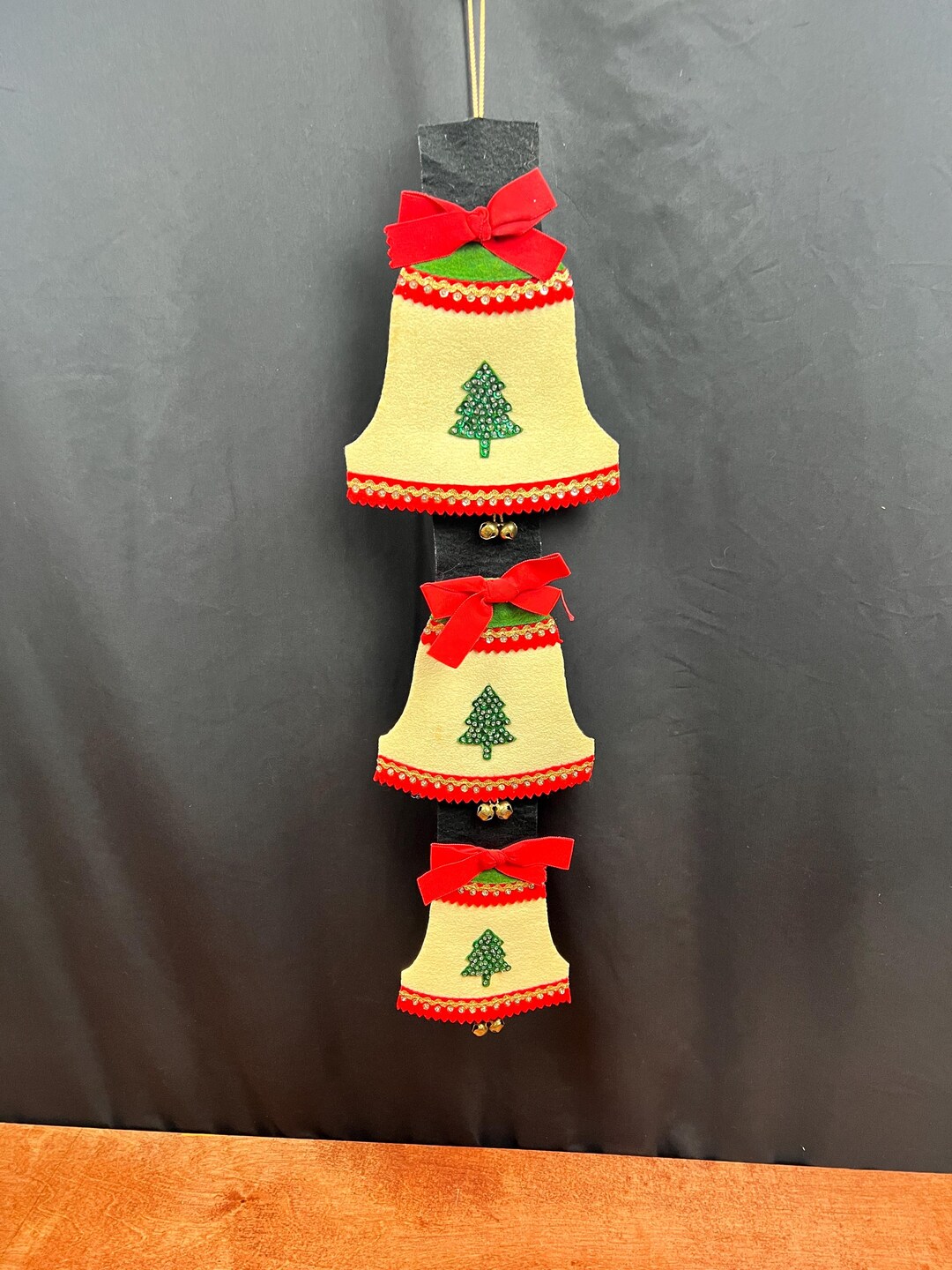 Vintage Christmas Felt & Sequin Bells W Trees Wall Hanging - Etsy