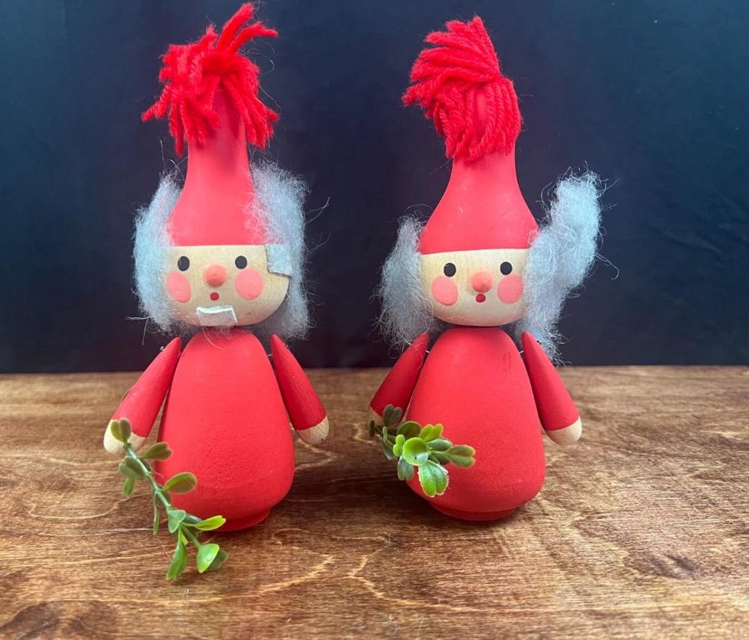 Vintage Bo Strom 1970s Wooden Swedish Figure Elf Gnome Folk Art Lot of ...