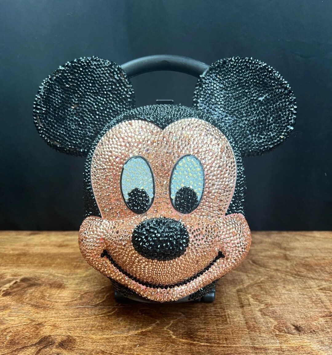 Vintage Rhinestone Jeweled Mickey Mouse Head Lunchbox Handbag Clutch ...