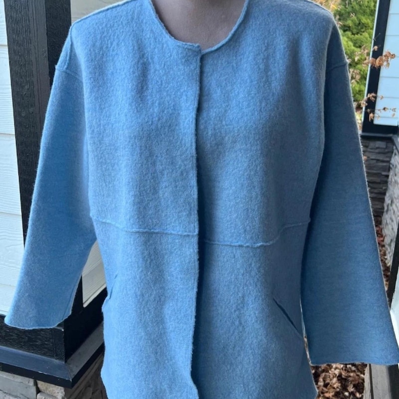 Boiled Wool Blue Cardigan - Etsy