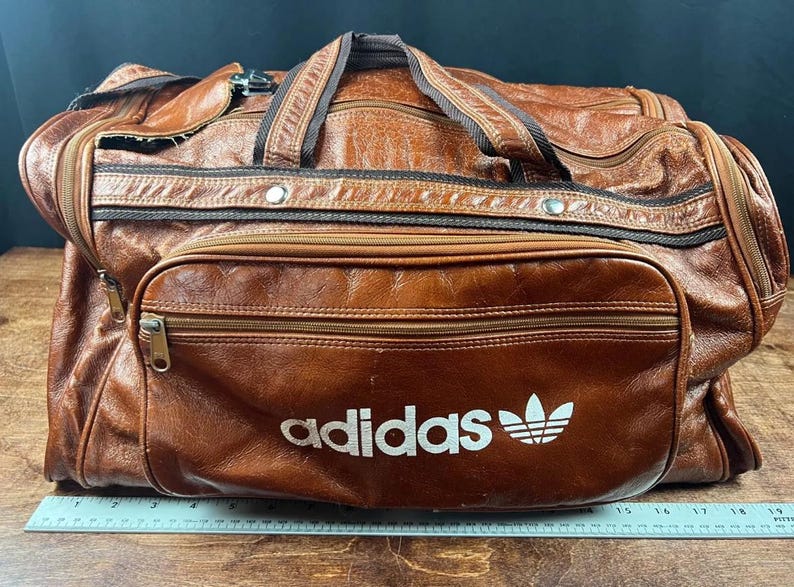 Vintage 1970s Adidas Brown Leather Gym Duffle Bag - Etsy