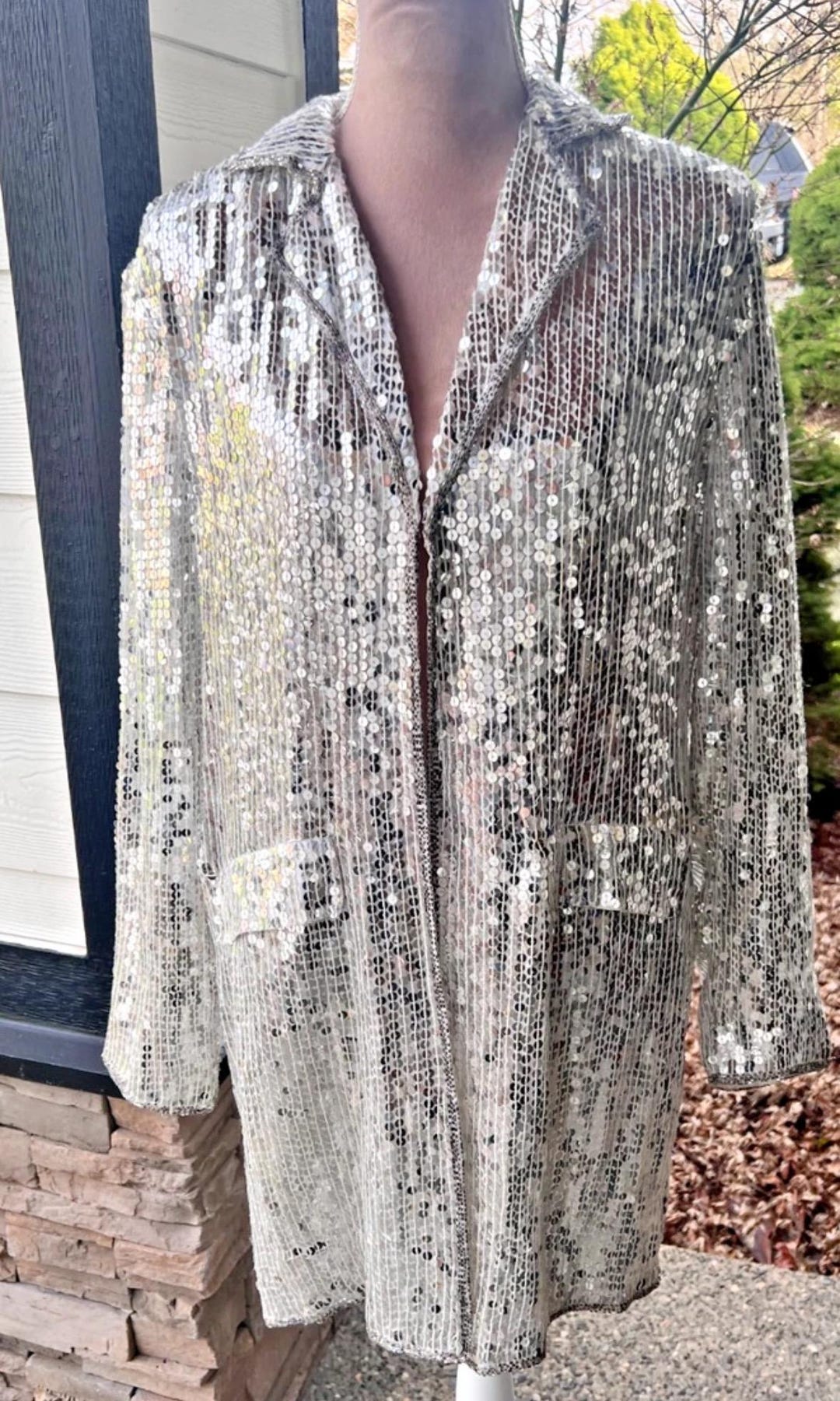 Vintage Lew Magram Collection Silver Sequined Silk Jacket Large - Etsy