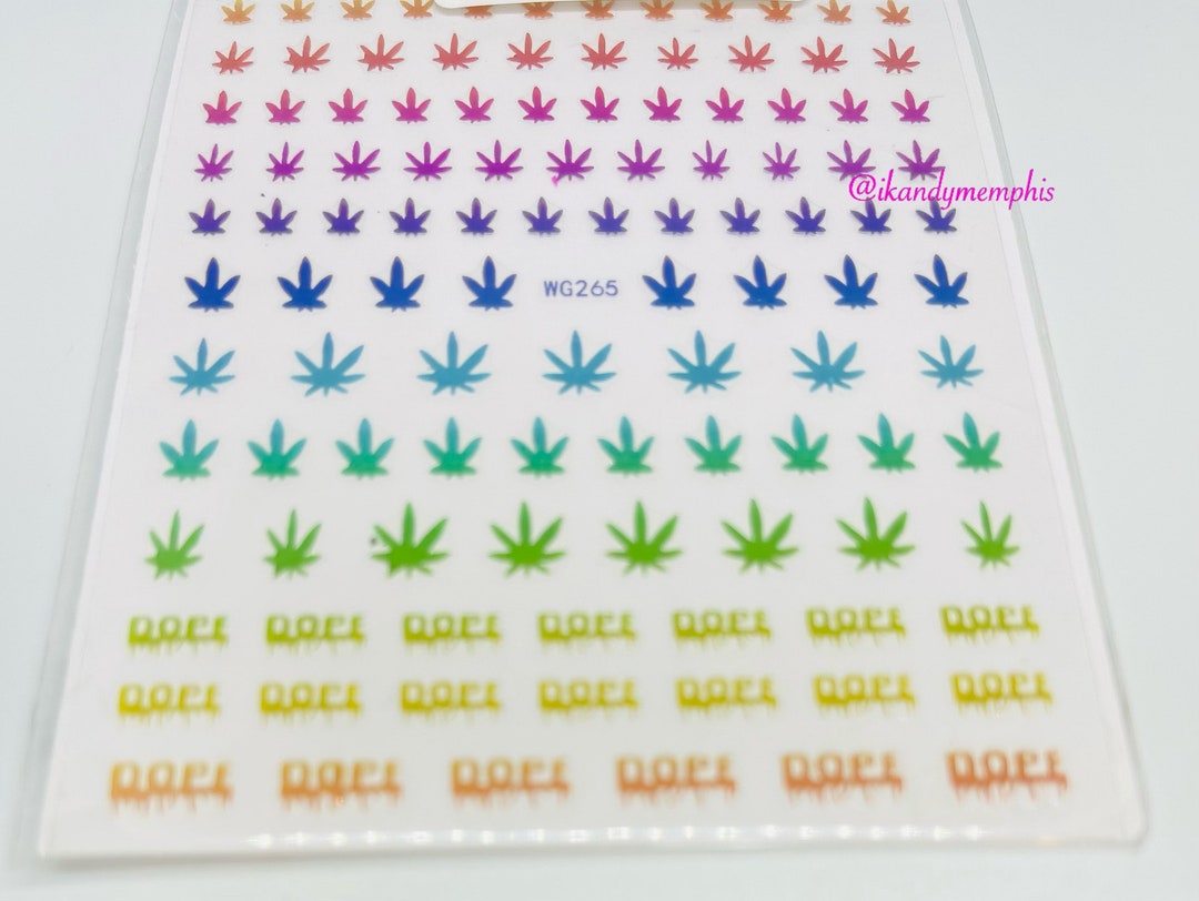 Weed Nail Stickers, Mary Jane Nail Art, Leaf Nail Stickers, 420 Nail ...