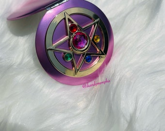 Sailor Moon Compact Mirror Case Gashapon Hanshin Moon Brooch Prism ...