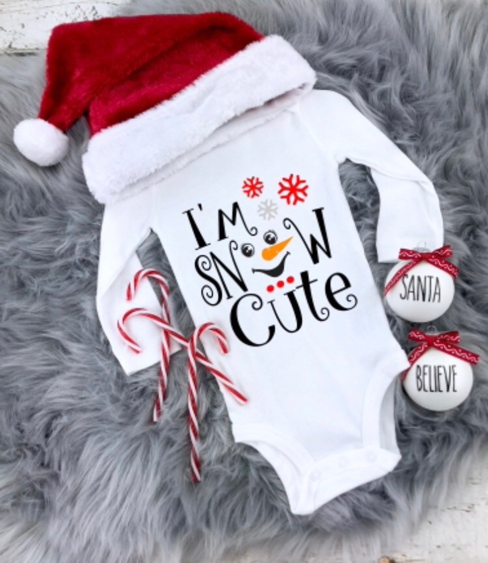 Baby Christmas Bodysuit Im Snow Cute Babys First Christmas - Etsy