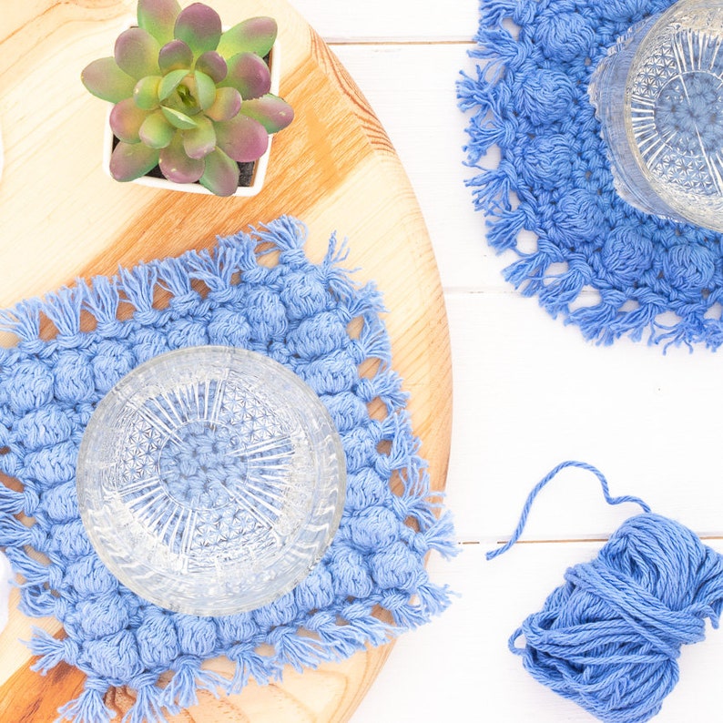 Square Boho Bobble Coasters Crochet Pattern printable PDF - Etsy