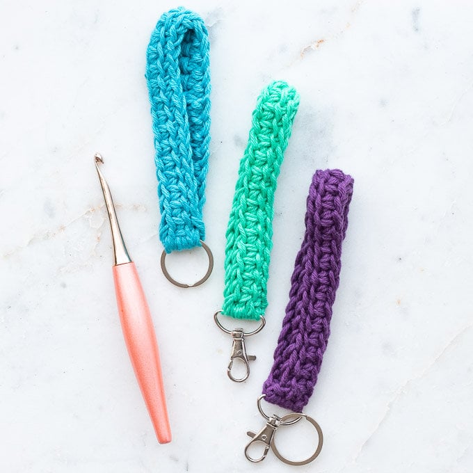CROCHET PATTERN Keychain Wristlet (printable PDF) | Cotton Wristlet ...