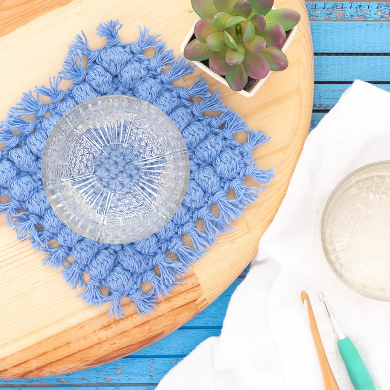 Square Boho Bobble Coasters Crochet Pattern printable PDF - Etsy