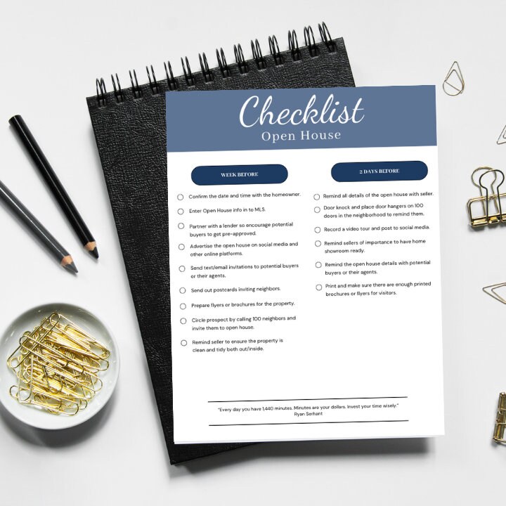Open House Sign in Sheet and Checklist for Real Estate Checklist for ...