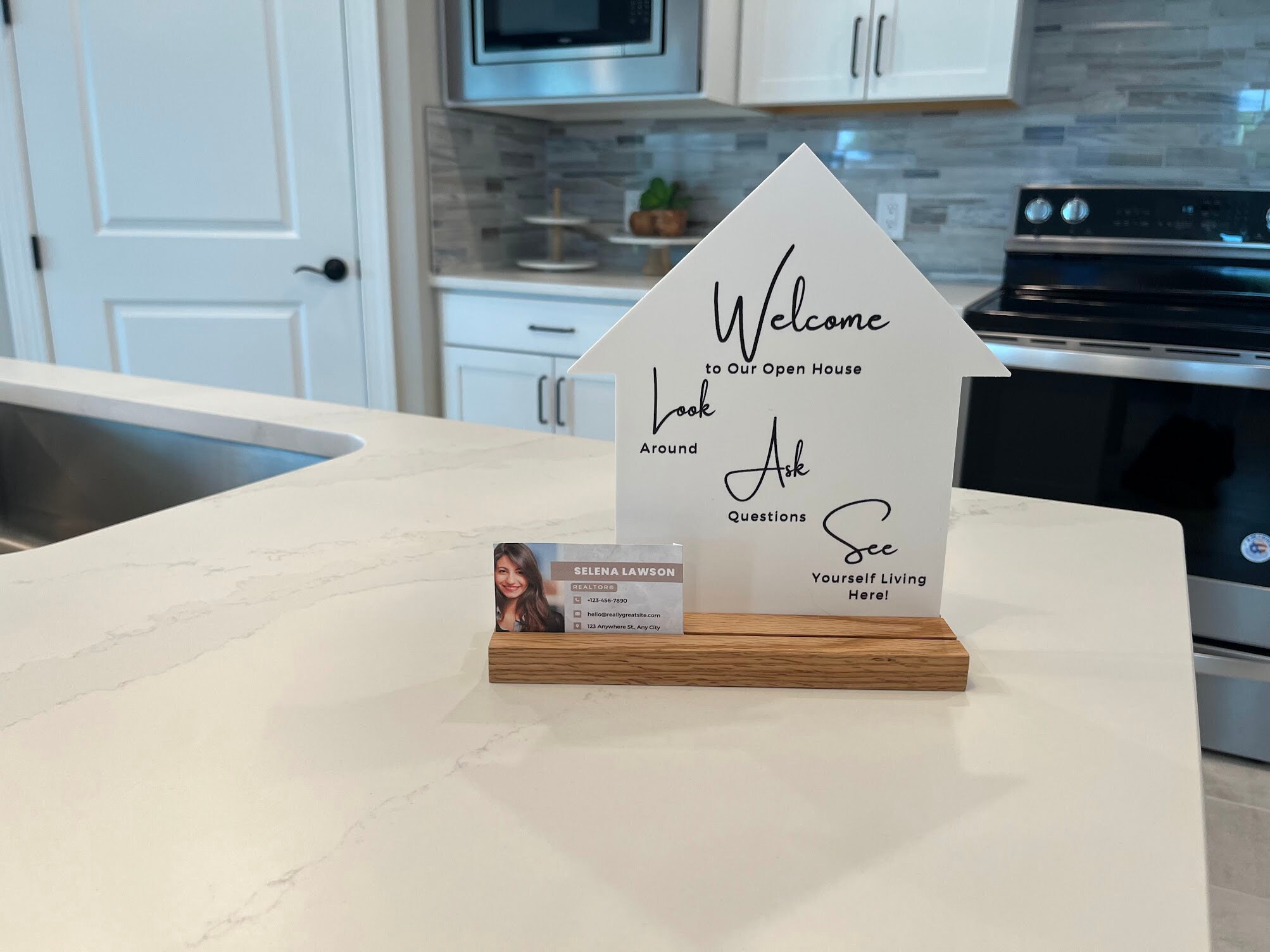 Welcome to Your New Home Display for Business Cards Open House Realtor ...