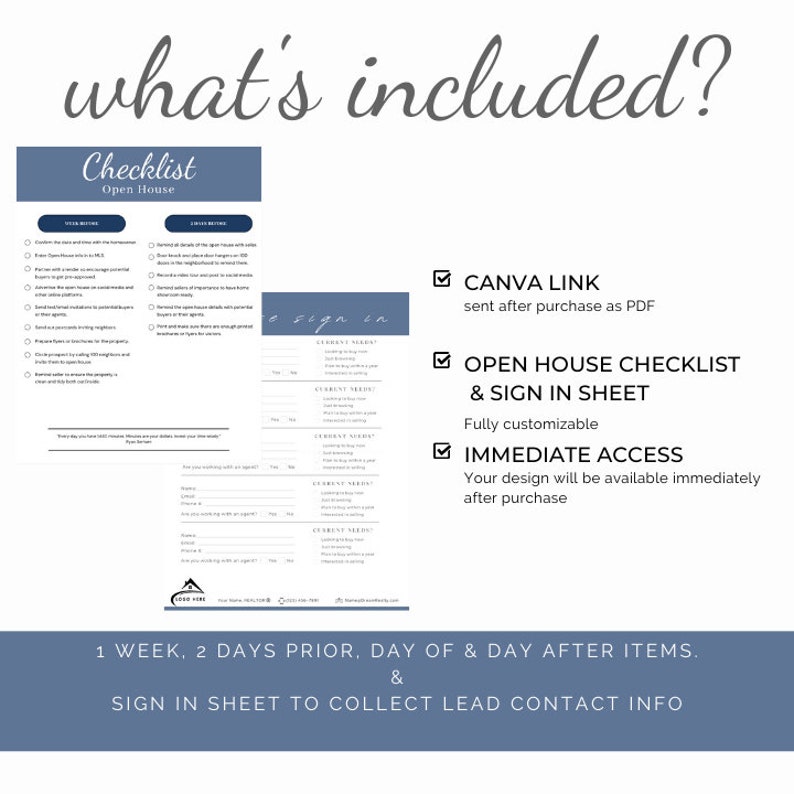 Open House Sign in Sheet and Checklist for Real Estate Checklist for ...