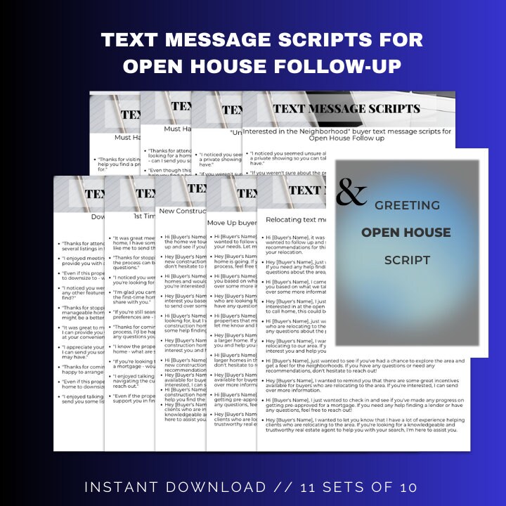 Open House Follow-up Text Message Scripts for Open House Scripts for Referral Template Real ...