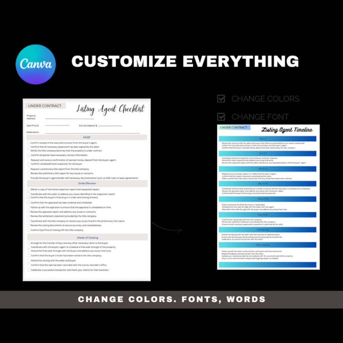 Listing Agent Checklist Under Contract Checklist Real Estate Checklist ...
