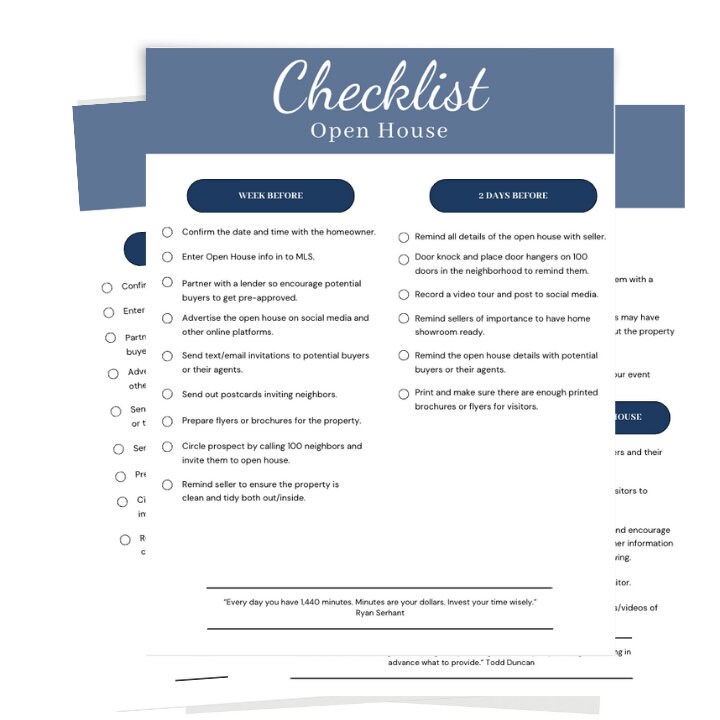Real Estate Open House Checklist for Real Estate Agents Open House ...