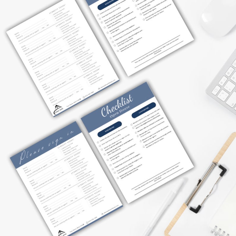 Open House Sign in Sheet and Checklist for Real Estate Checklist for ...