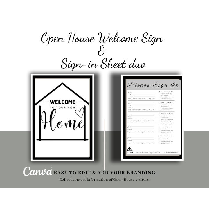 Open House Sign in Sheet and Open House Welcome to Our Open House Sign ...
