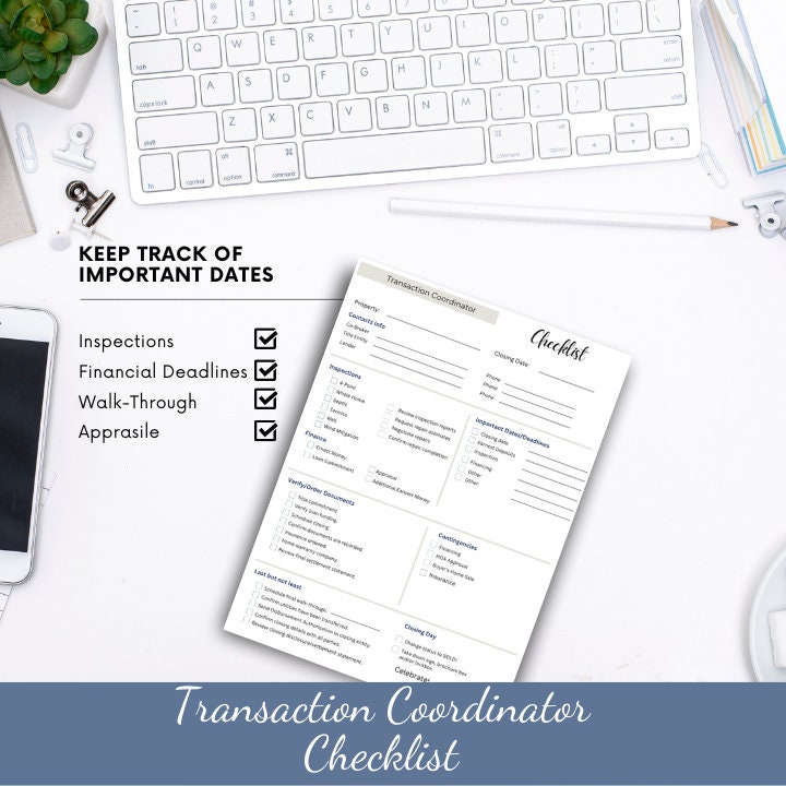 Real Estate Transaction Checklist for Transaction Coordinator Checklist ...