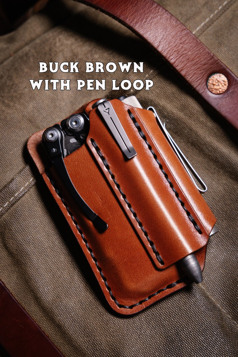 Handcrafted Leather EDC Pocket Organizer, Knife Flashlight Holder - Etsy