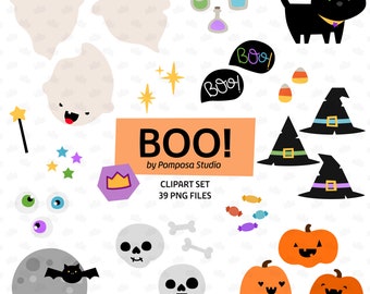 Cute Halloween Clipart, Boo 2 Clipart, Spooky Clipart, Fun Halloween ...