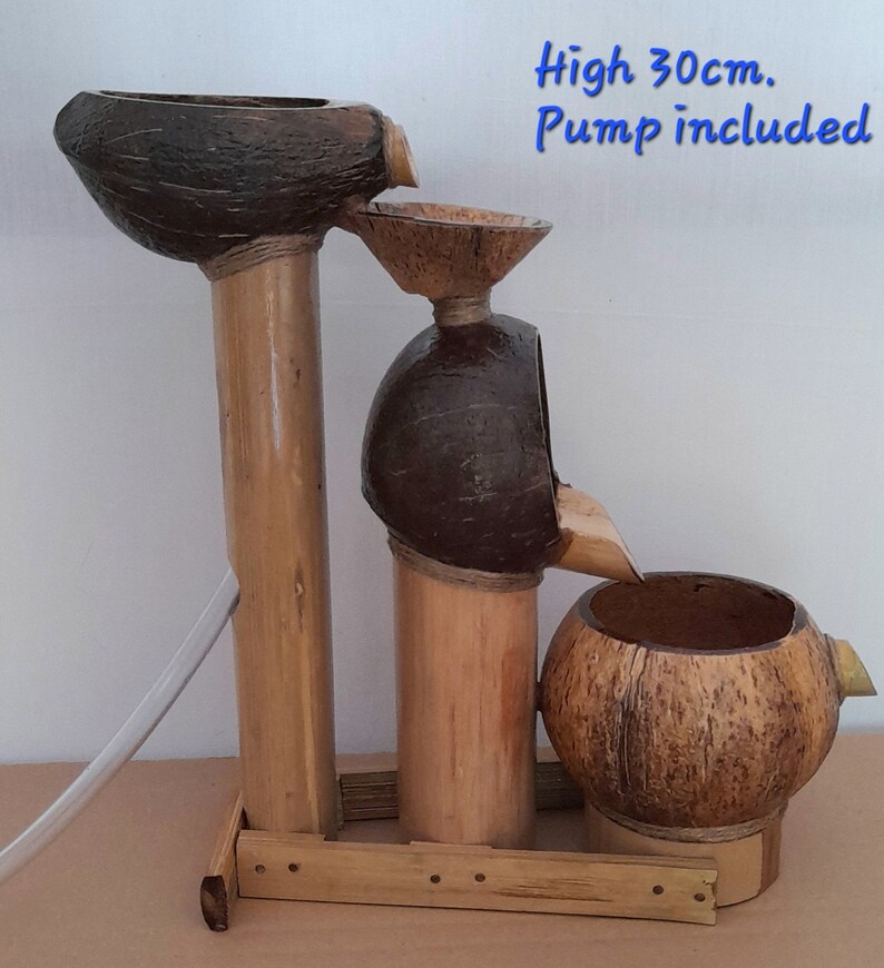 Handmade Coconut Shell Tabletop Fountain, Bamboo Water Feature - Etsy