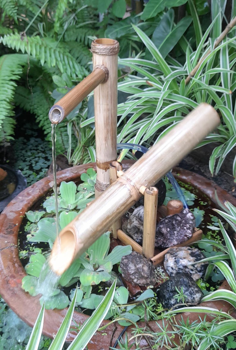 Shishi Odoshi Bamboo Fountain, Handmade Japanese Bamboo Water Feature ...