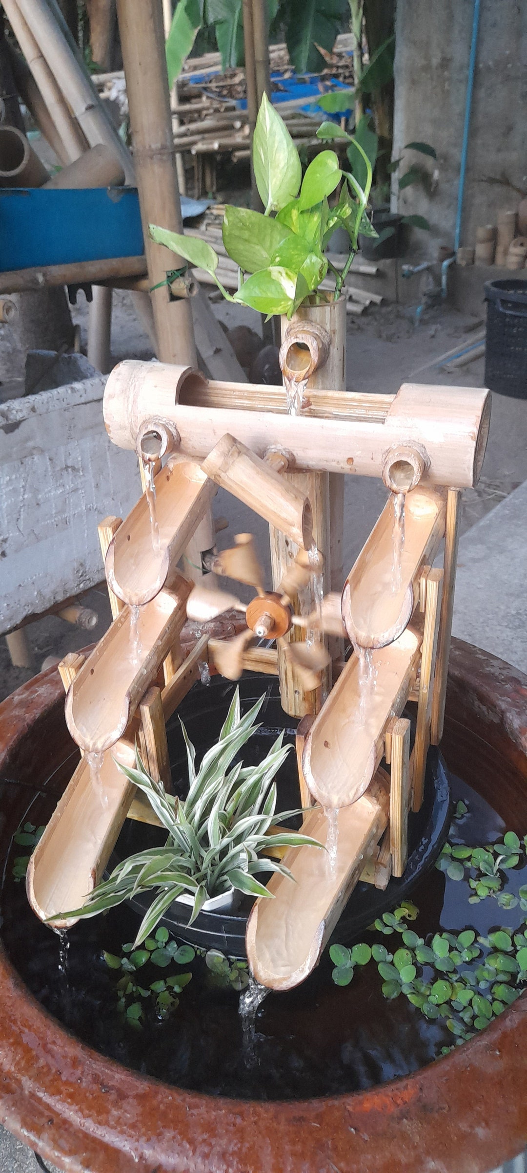 Bamboo Fountain,mini Fountain,indoor/outdoor Fountain, Real Hand Make From Bamboo - Etsy