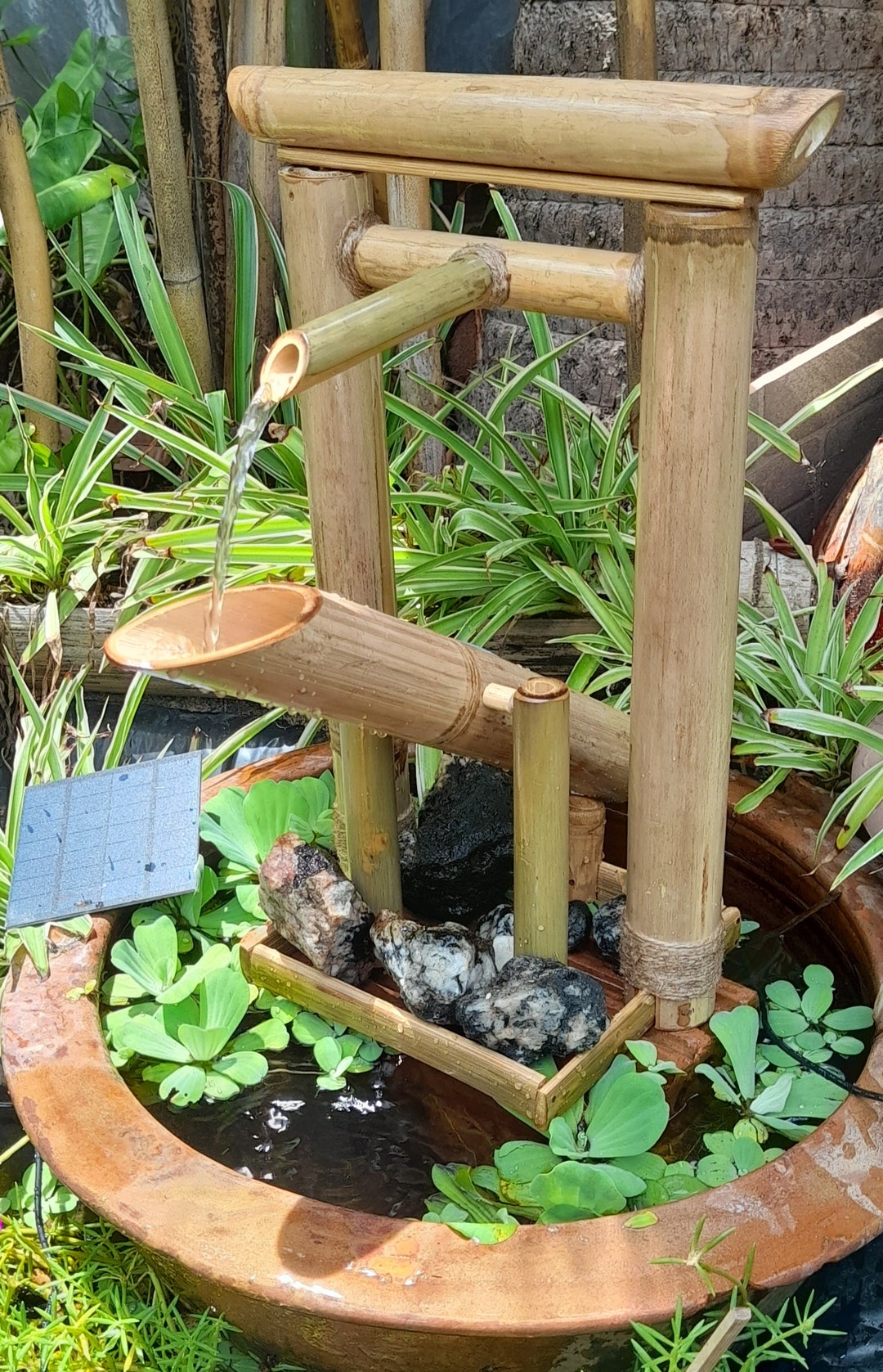 Solar Bamboo Fountain With Torii Gate, Japanese Garden Decor - Etsy