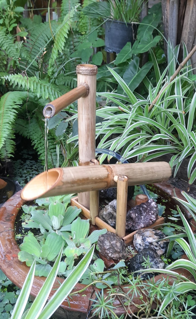 Shishi Odoshi Bamboo Fountain, Handmade Japanese Bamboo Water Feature ...
