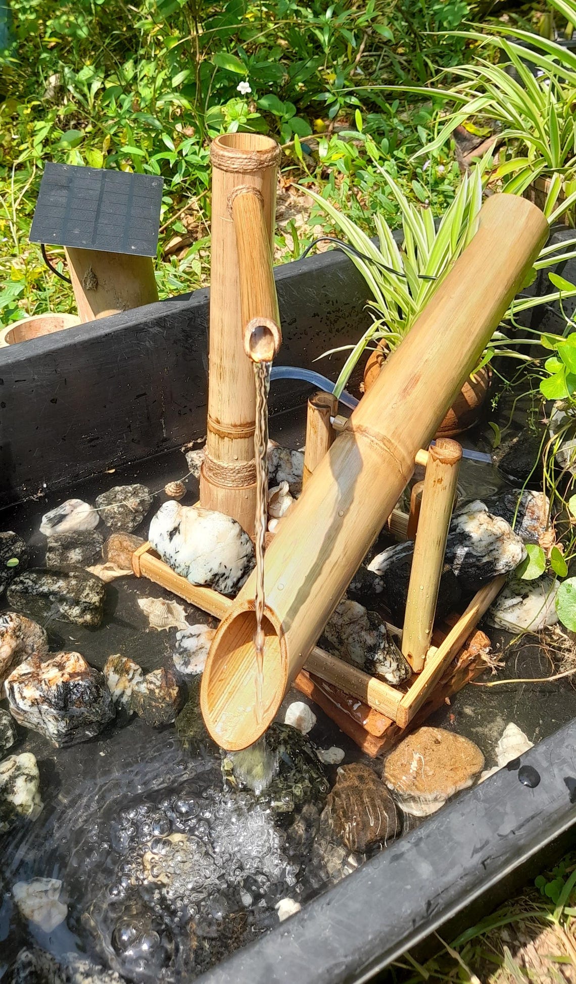 Solar Bamboo Shishi Odoshi Fountain - Japanese Garden Decor - Etsy