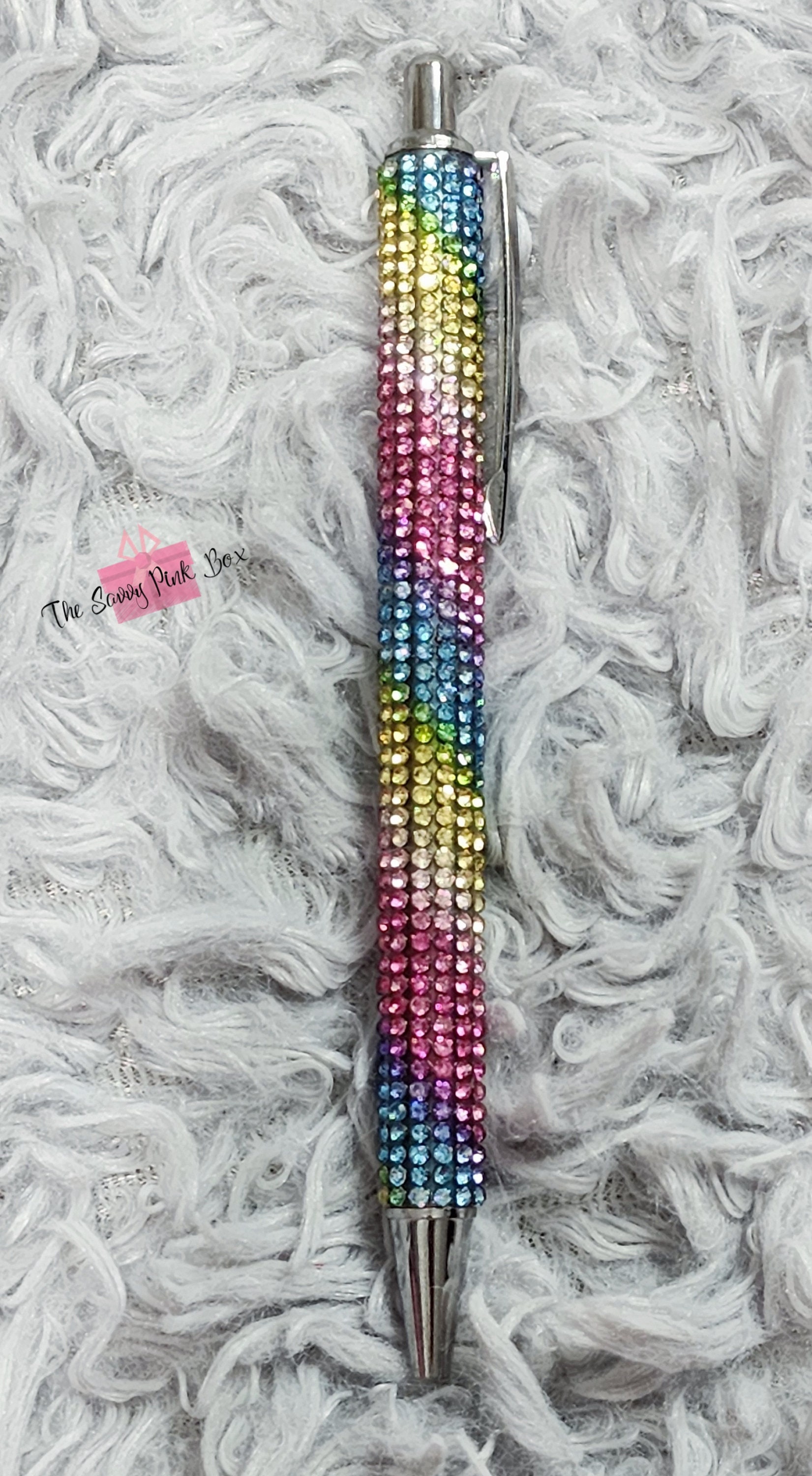 Rainbow Oil Spill & Rhinestone Ballpoint Pen 2 Pack W/ Free Ink Refill ...