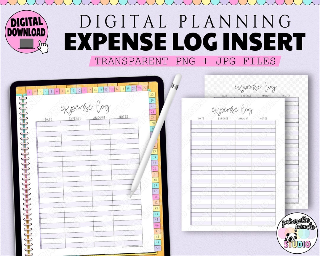 Expense Log Digital Planner Insert | Spending Tracker | Money Planner ...