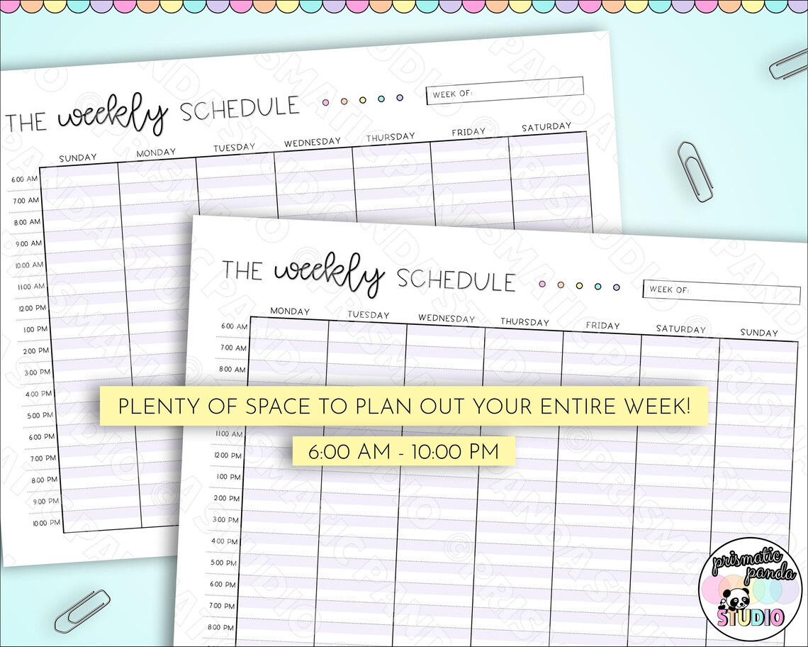 Weekly Schedule Printable Class Schedule Template Weekly | Etsy