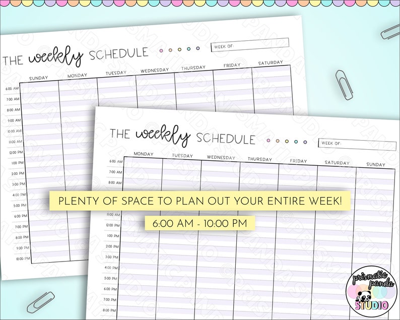 Weekly Schedule Printable Class Schedule Template Weekly Agenda ...